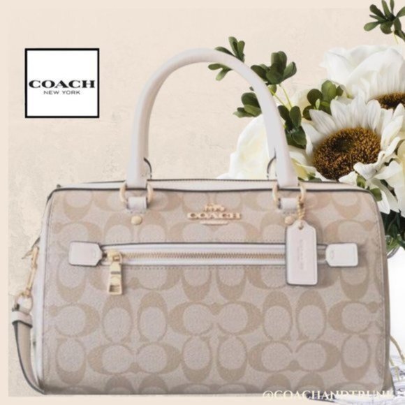 Coach | Bags | Authentic Coach Rowan Satchel Light Khaki Chalk With ...
